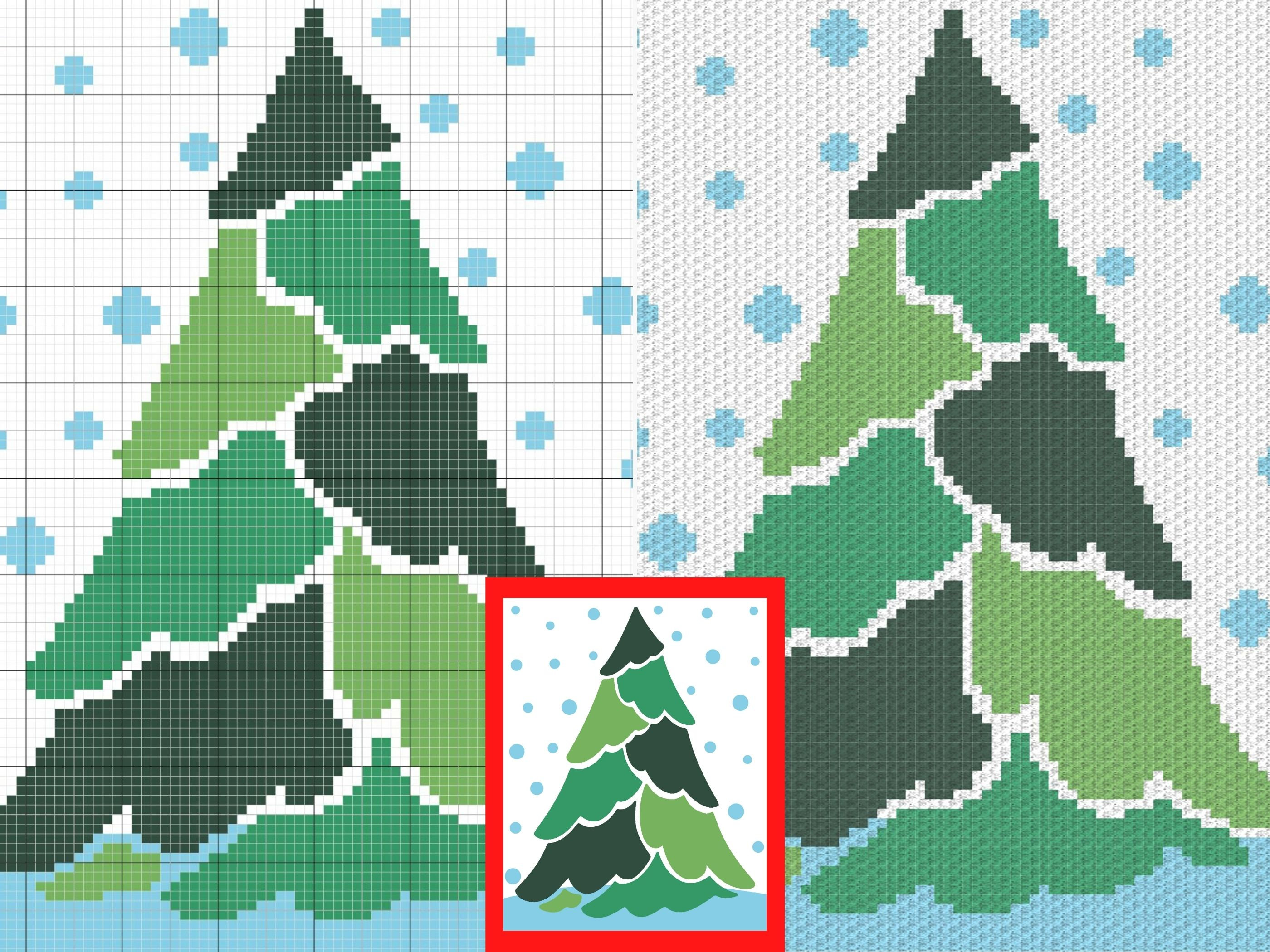 Christmas Tree With Snow Pattern Graph Written Pattern for - Etsy
