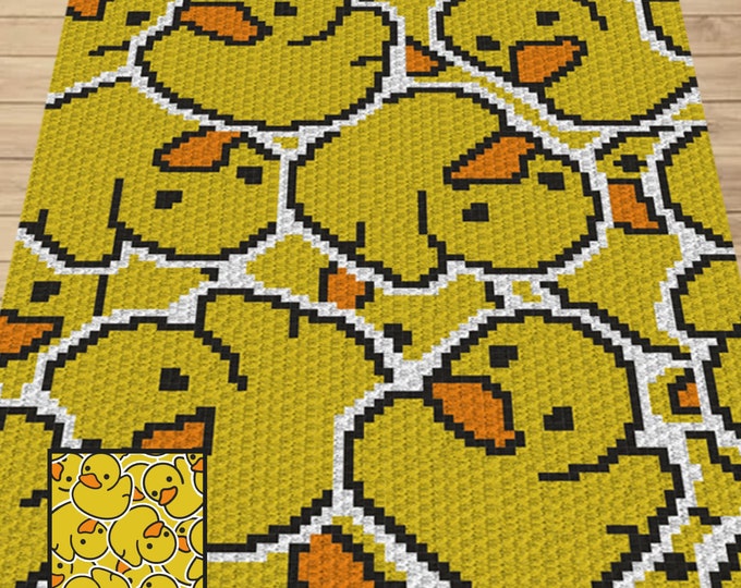 Crochet Duck Graphgan Pattern, Duckling and Mama Corner to Corner ...