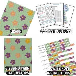Colorful Flowers Graph and Pattern C2C & Tapestry Crochet - C2C Flower ...