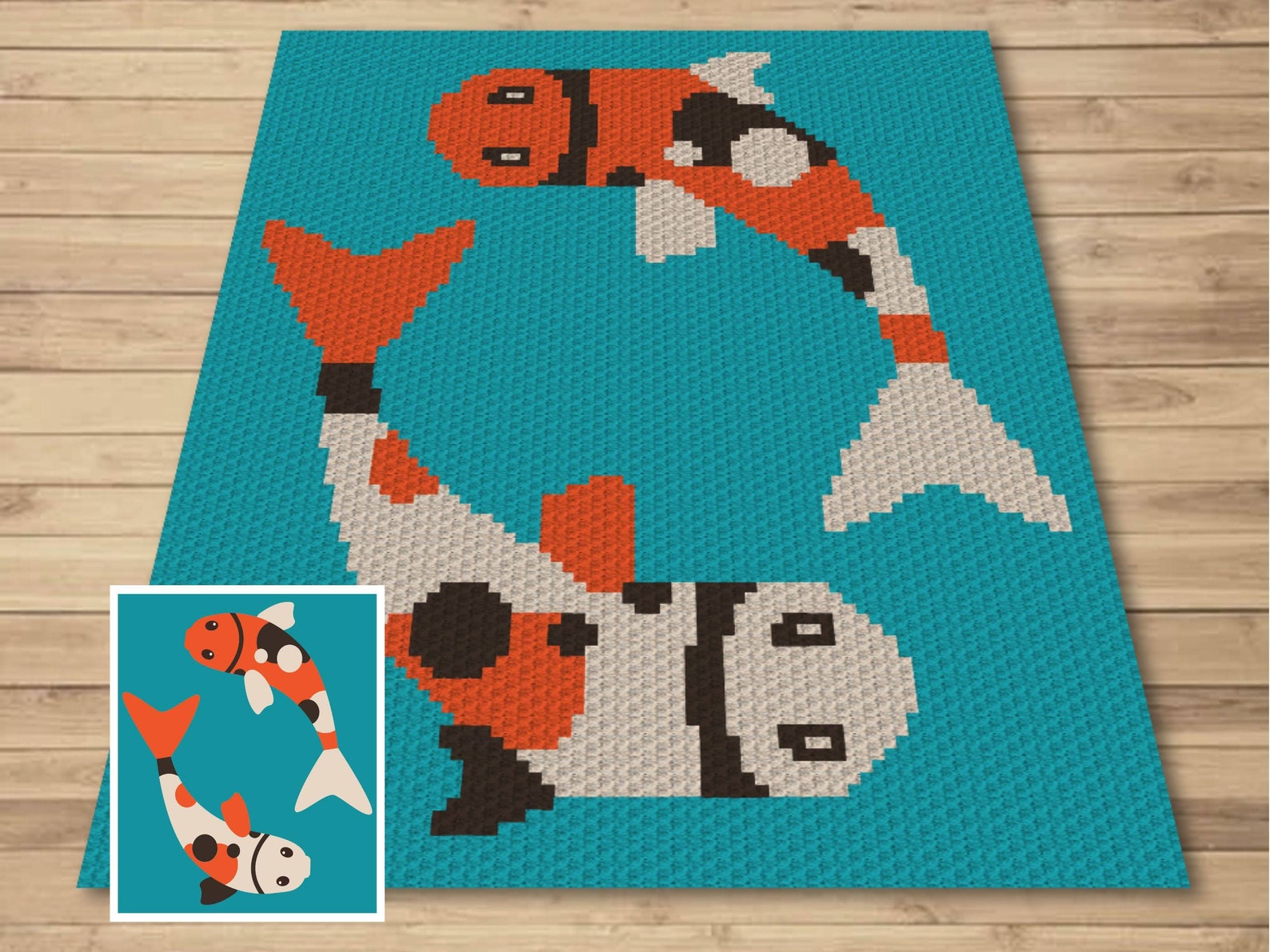 Chinese Koi Fish in Pond Graph and Pattern C2C & Tapestry Crochet Fish ...