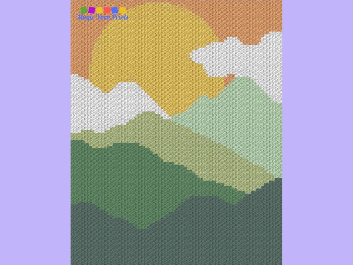 Mountain Landscape Graph and Pattern C2C & Tapestry Crochet - Boho ...