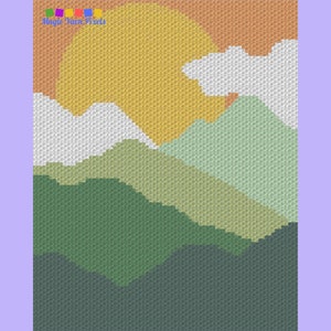 Mountain Landscape Graph and Pattern C2C & Tapestry Crochet - Boho ...