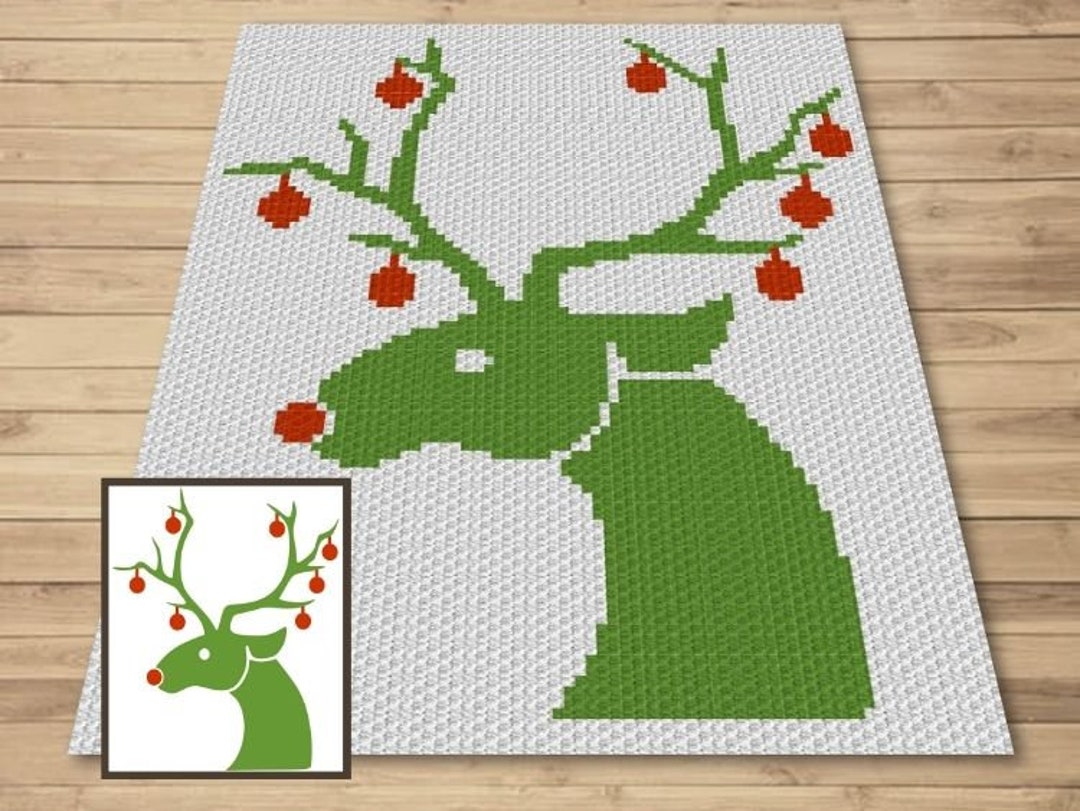 Christmas Reindeer Crochet Pattern, C2C Blanket Graph (PDF Pattern) - Etsy