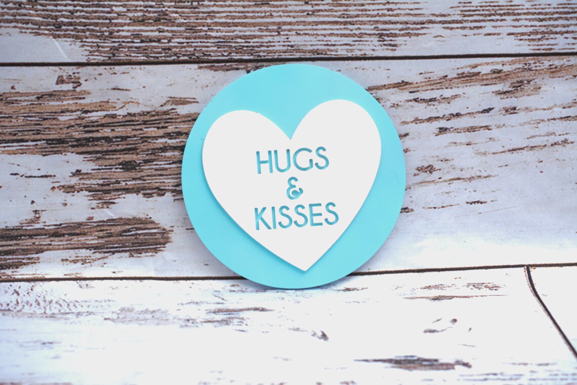 Hugs and Kisses Conversation Heart Sign Wood Valentines - Etsy
