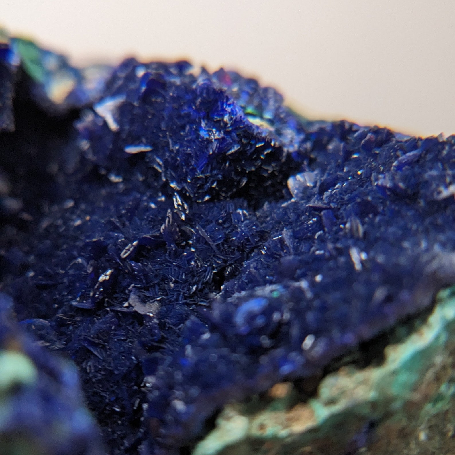 Dark Blue Highly Crystalized Azurite Geode With Light Green Malachite ...