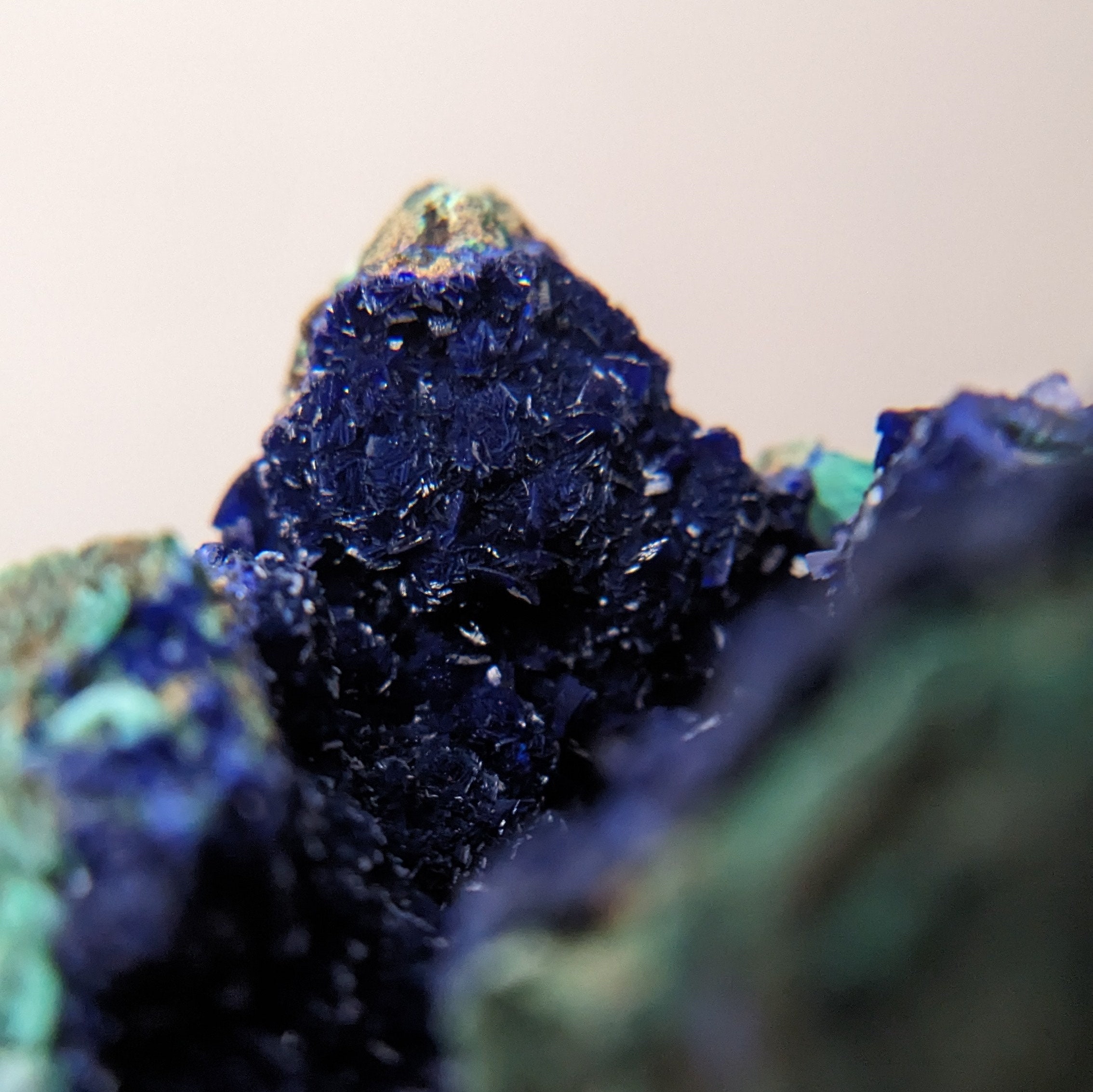 Dark Blue Highly Crystalized Azurite Geode With Light Green Malachite ...