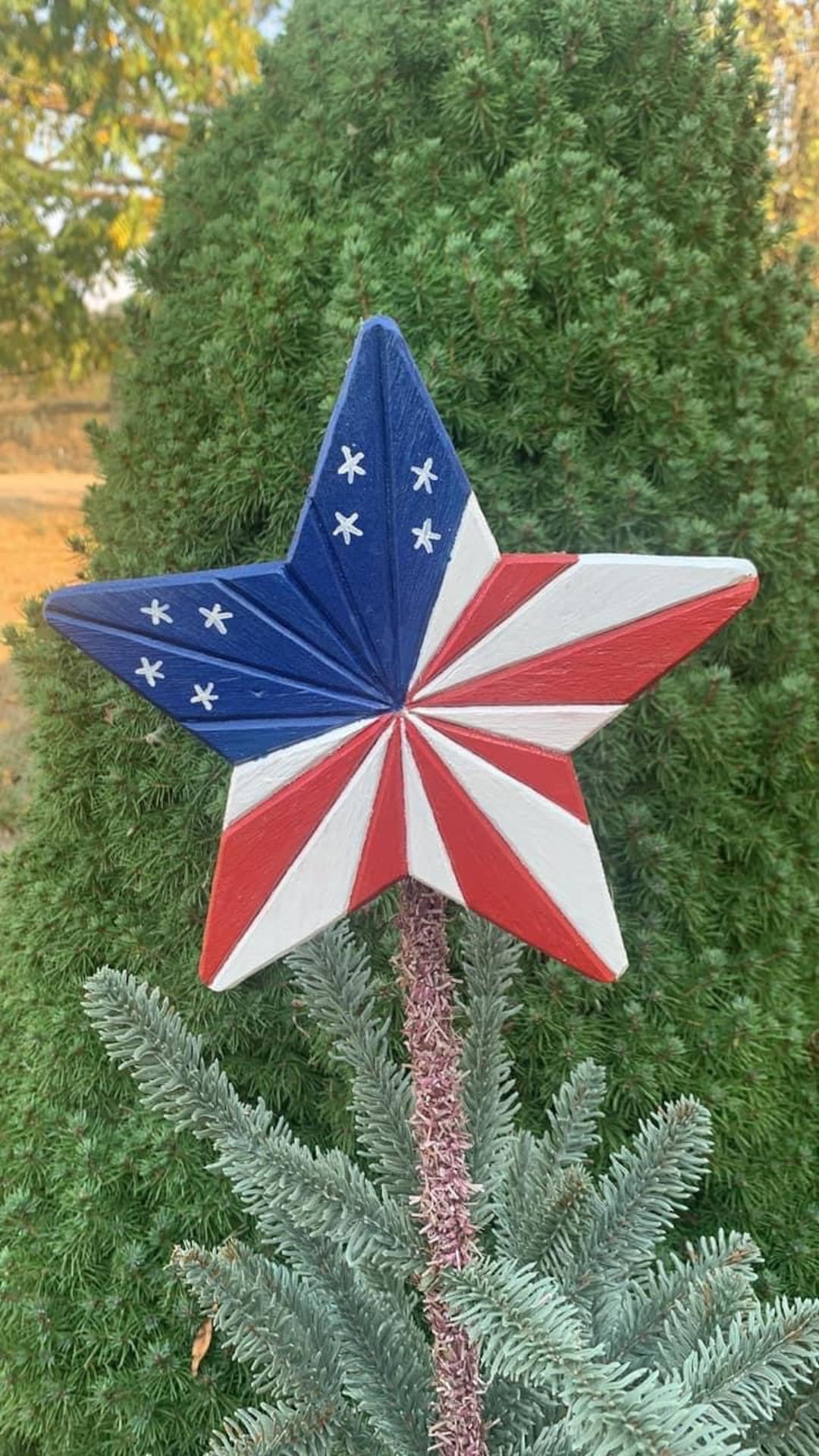 American Patriotic Christmas Tree Topper - Etsy