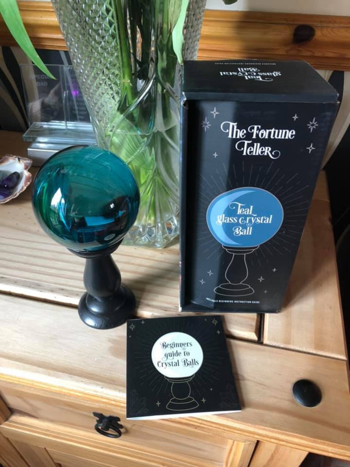 Crystal Ball Teal 10 Cm Sphere on a Black Tall Stand Gift | Etsy UK