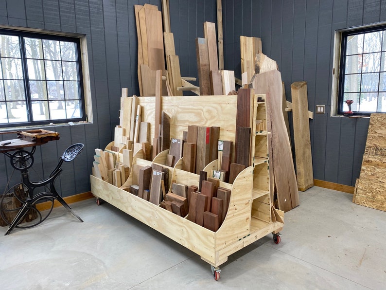Mobile Lumber Storage Cart Plans W/ Build Video - Etsy
