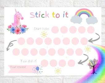 Printable Rainbow Reward Chart, Girl's Sticker Chart, Instant Download ...
