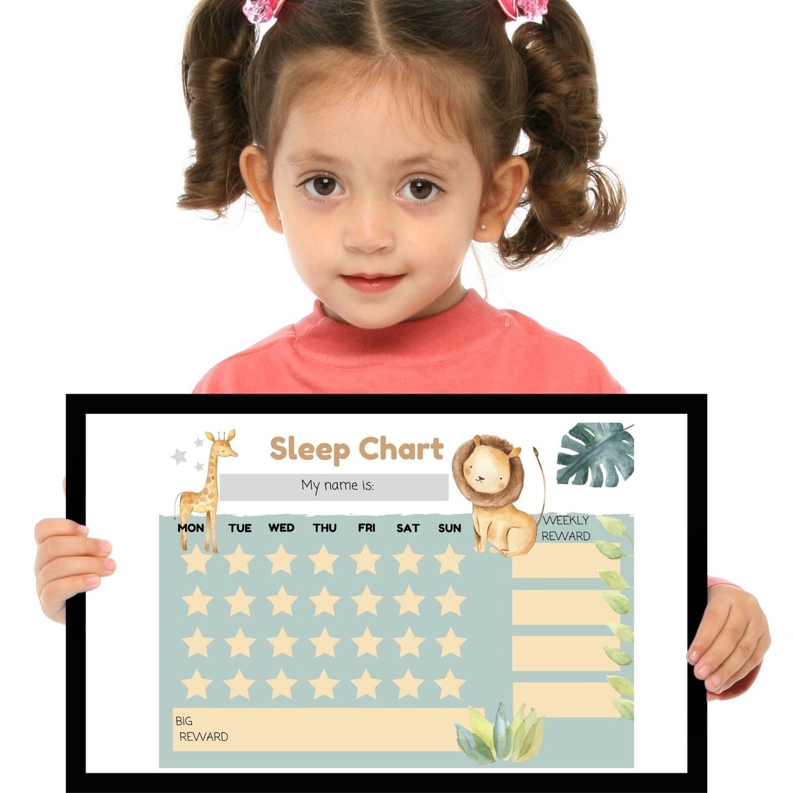 SLEEP CHART Lion, Giraffe - REWARD Chart - A4, Letter Print Sleep ...