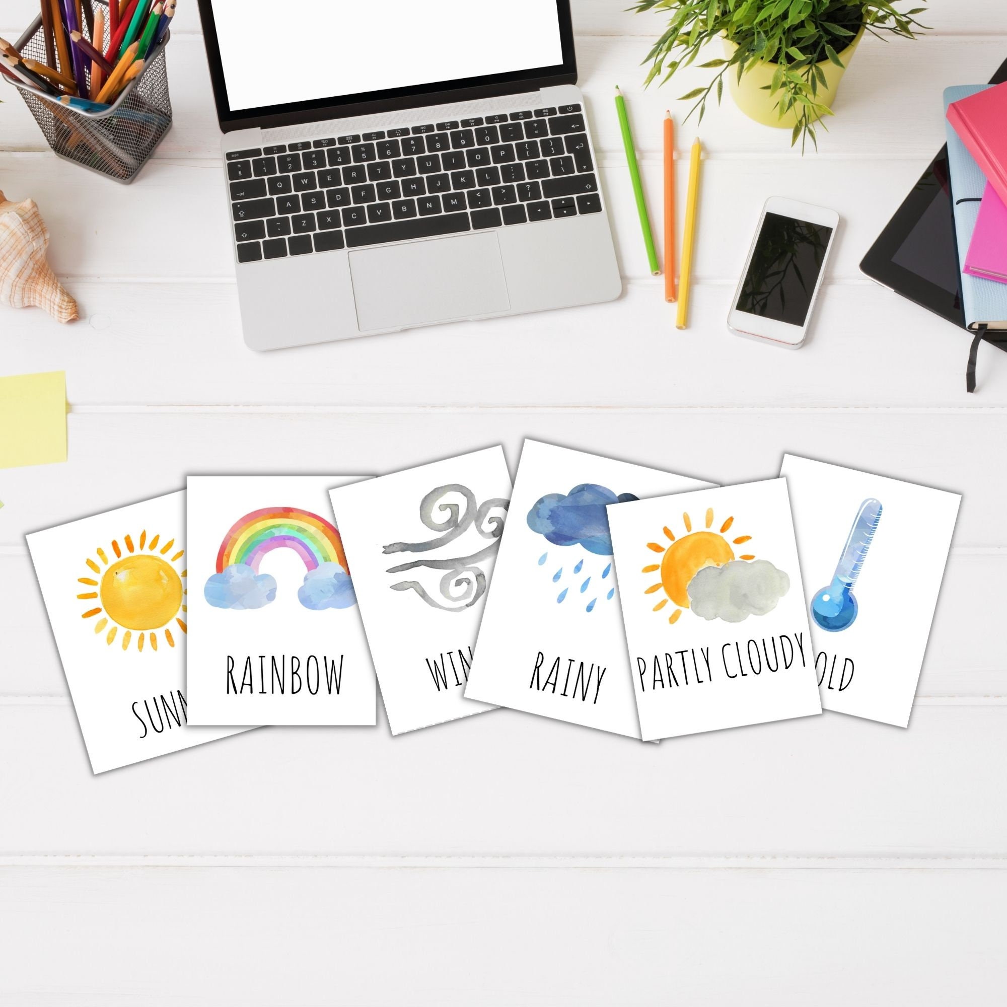 Printable Weather Flashcards, 16 Weather Cards, Instant Download ...