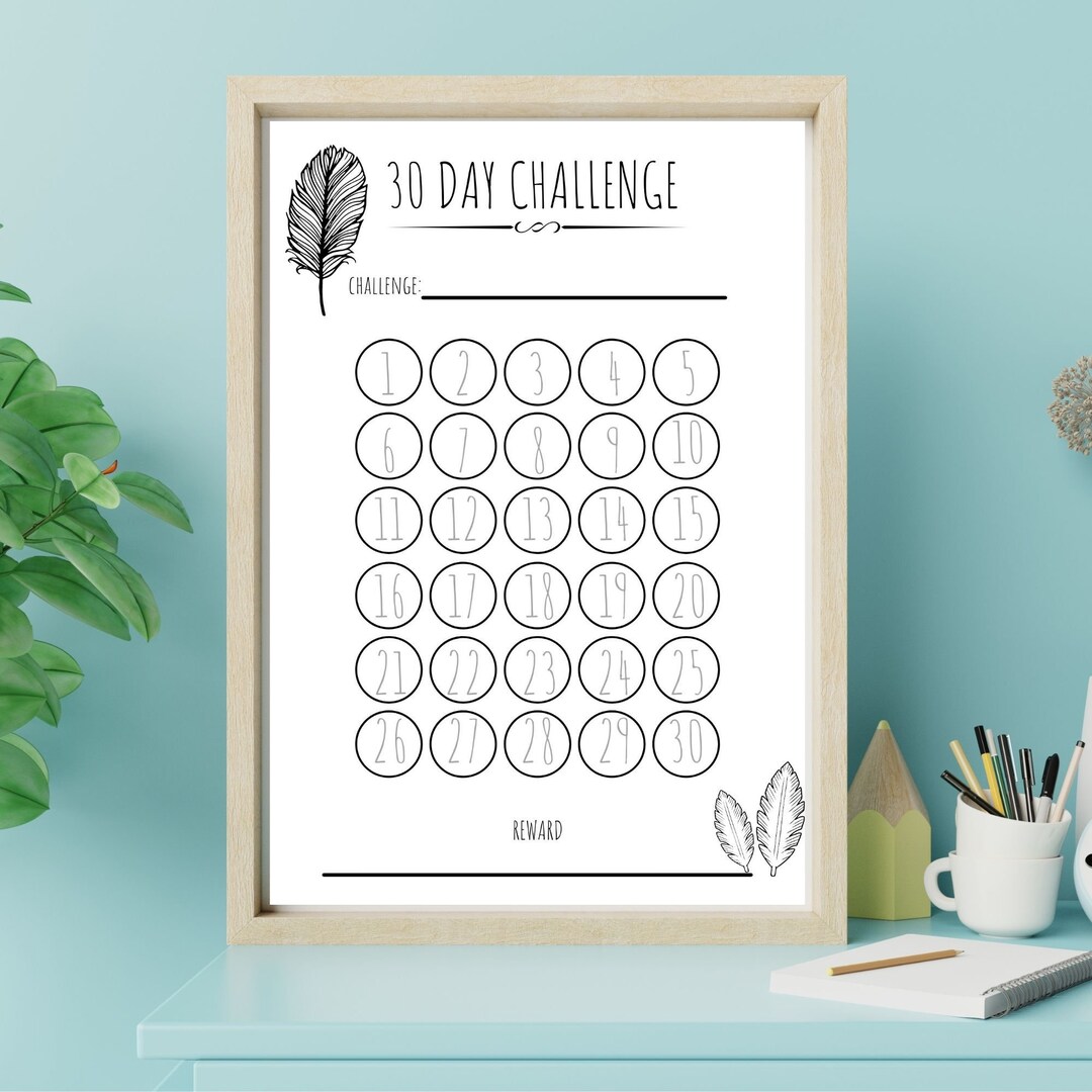 30 Day Challenge - 7 Designs- Printable Tracker - A4 or Letter ...