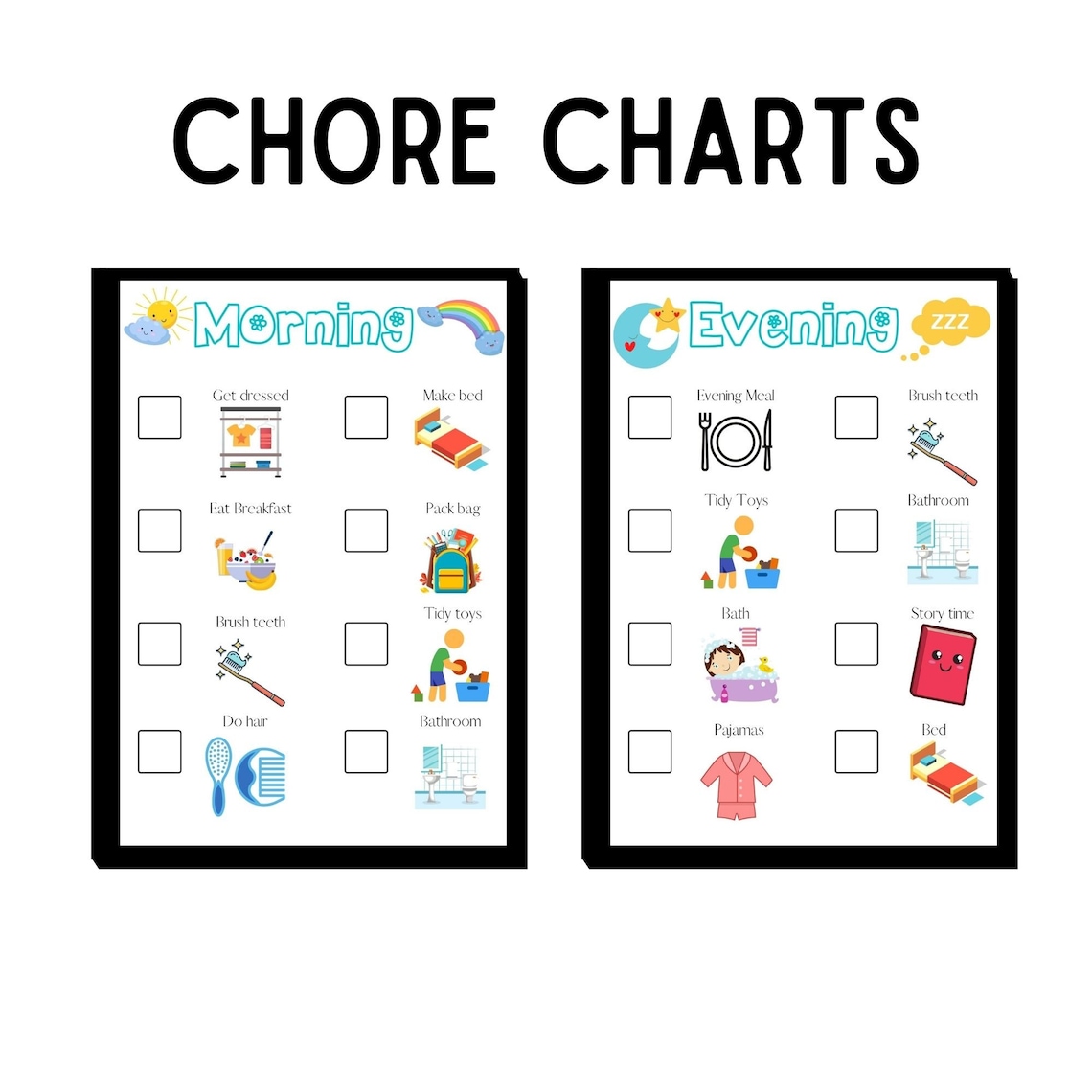 Kids Chore Chart, Printable, Morning Routine Chart, Evening Routine ...