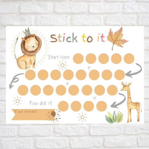Kids Reward Chart Animal Girl's Sticker Chart Instant | Etsy