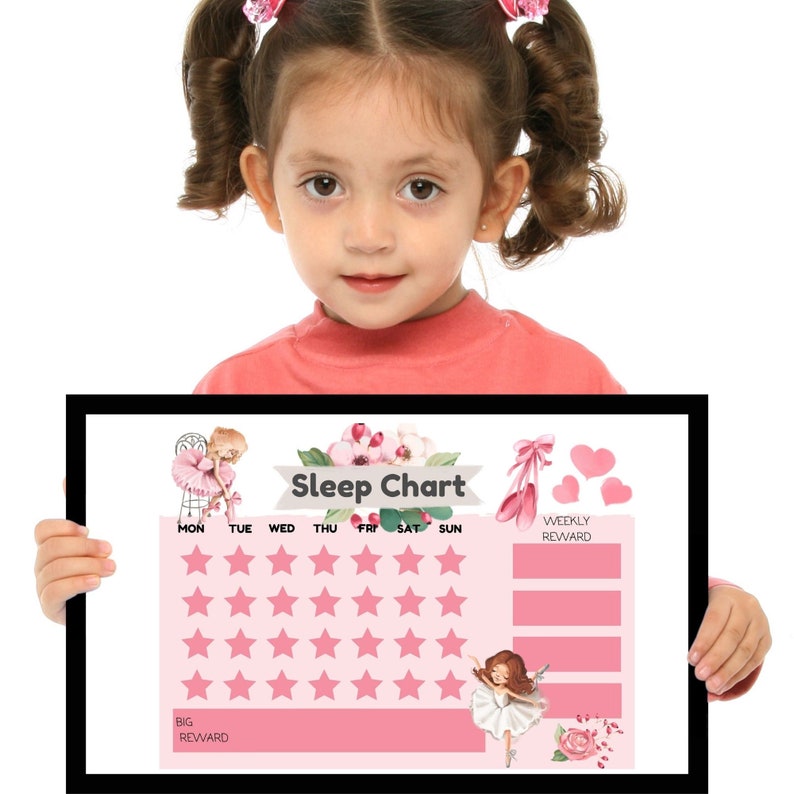 SLEEP CHART Ballet, Ballerina REWARD Chart A4, Letter Print Sleep ...