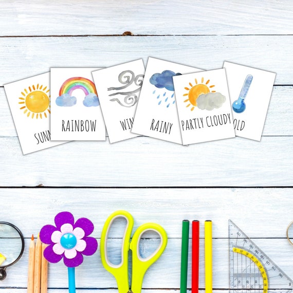 Printable Weather Flashcards 16 Weather Cards Instant - Etsy