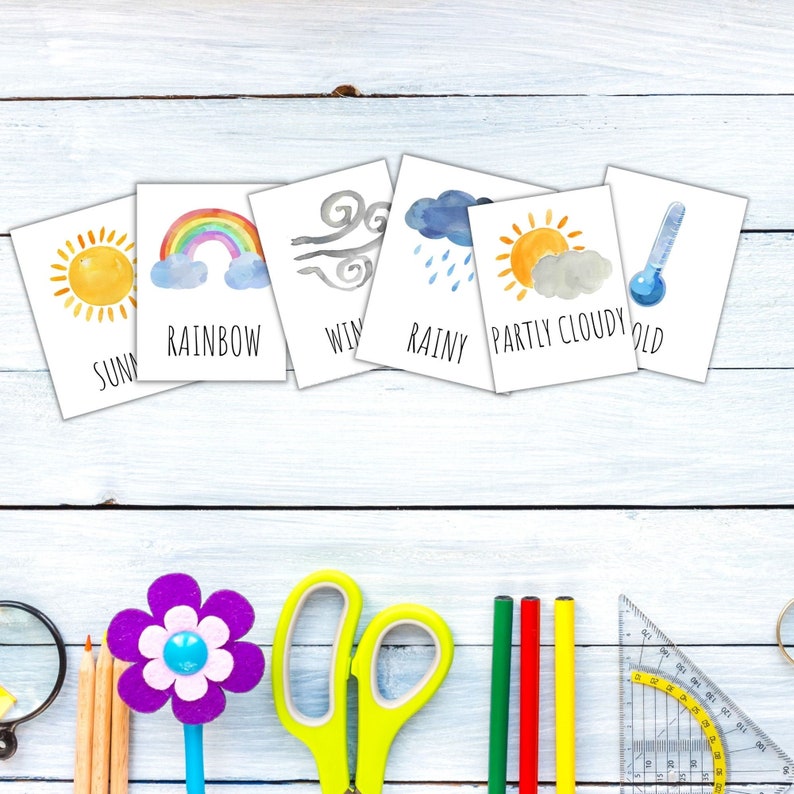 Printable Weather Flashcards, 16 Weather Cards, Instant Download ...