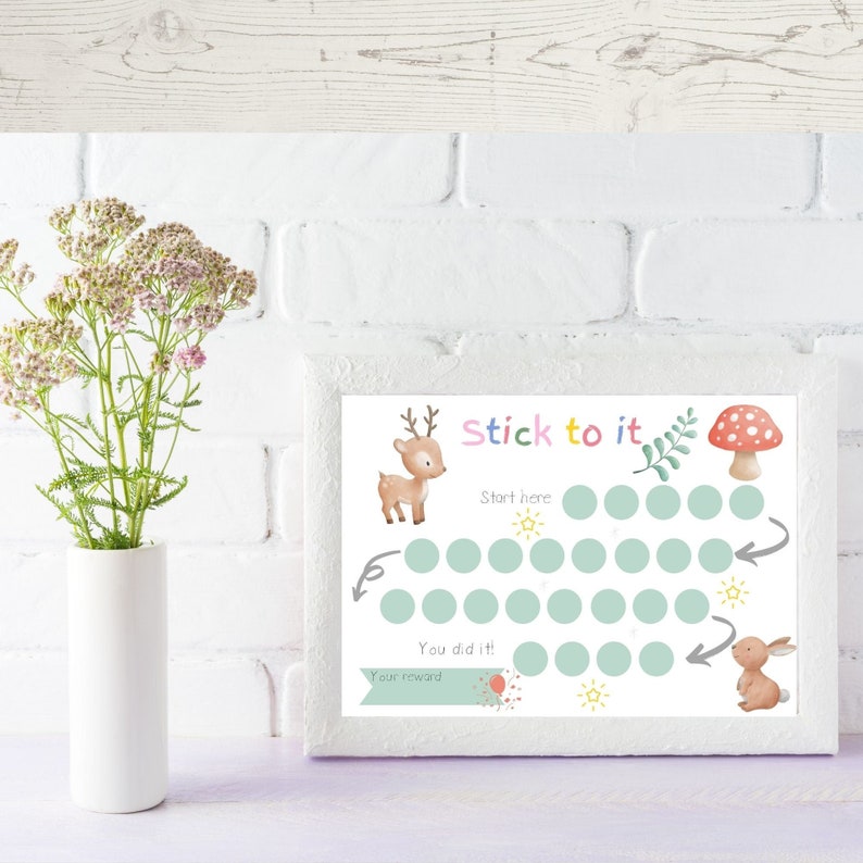 Kids Reward Chart| Woodland | Sticker Chart, Instant Download Reward ...
