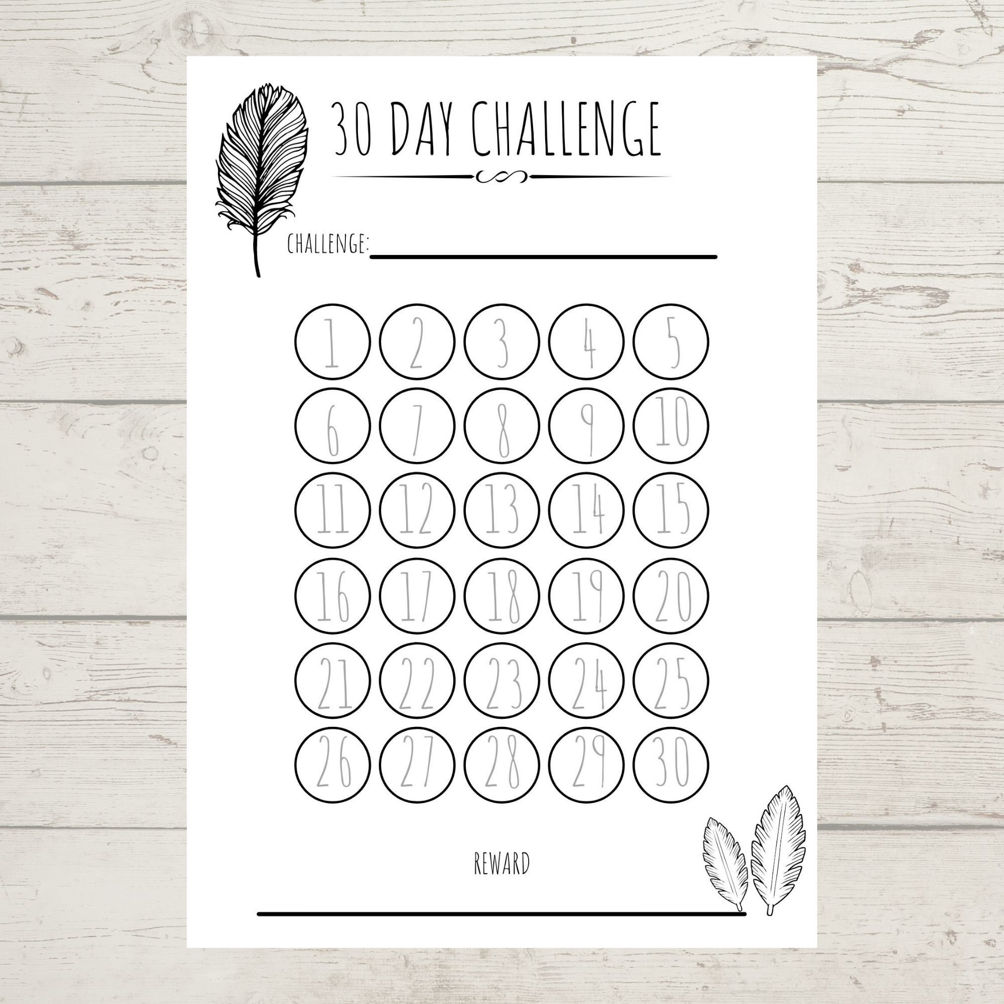 30 Day Challenge 7 Designs Printable Tracker A4 or Letter - Etsy