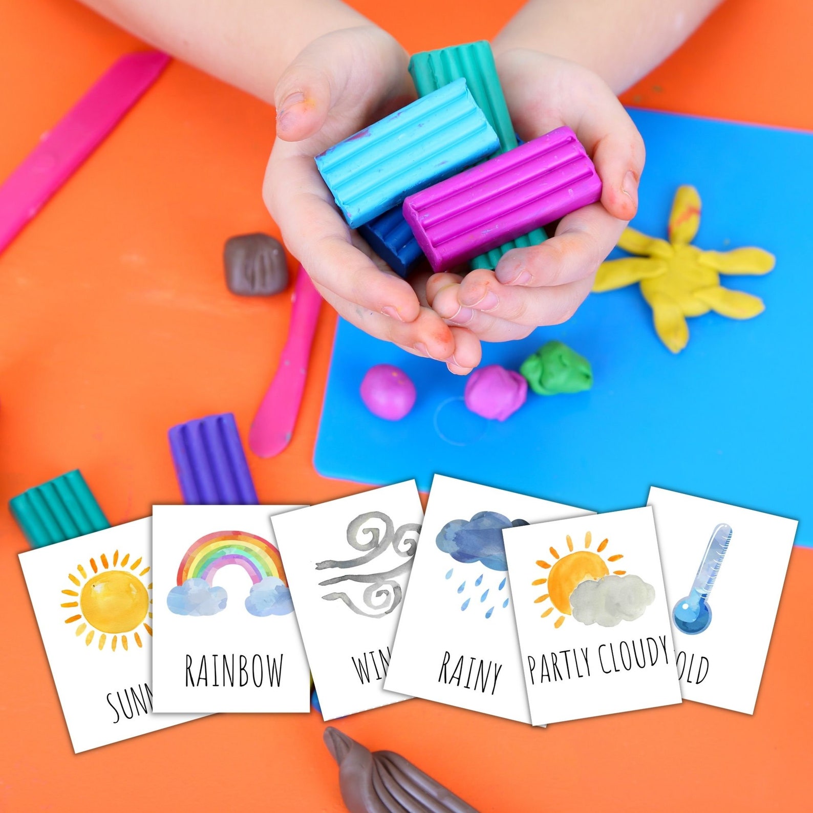 Printable Weather Flashcards, 16 Weather Cards, Instant Download ...