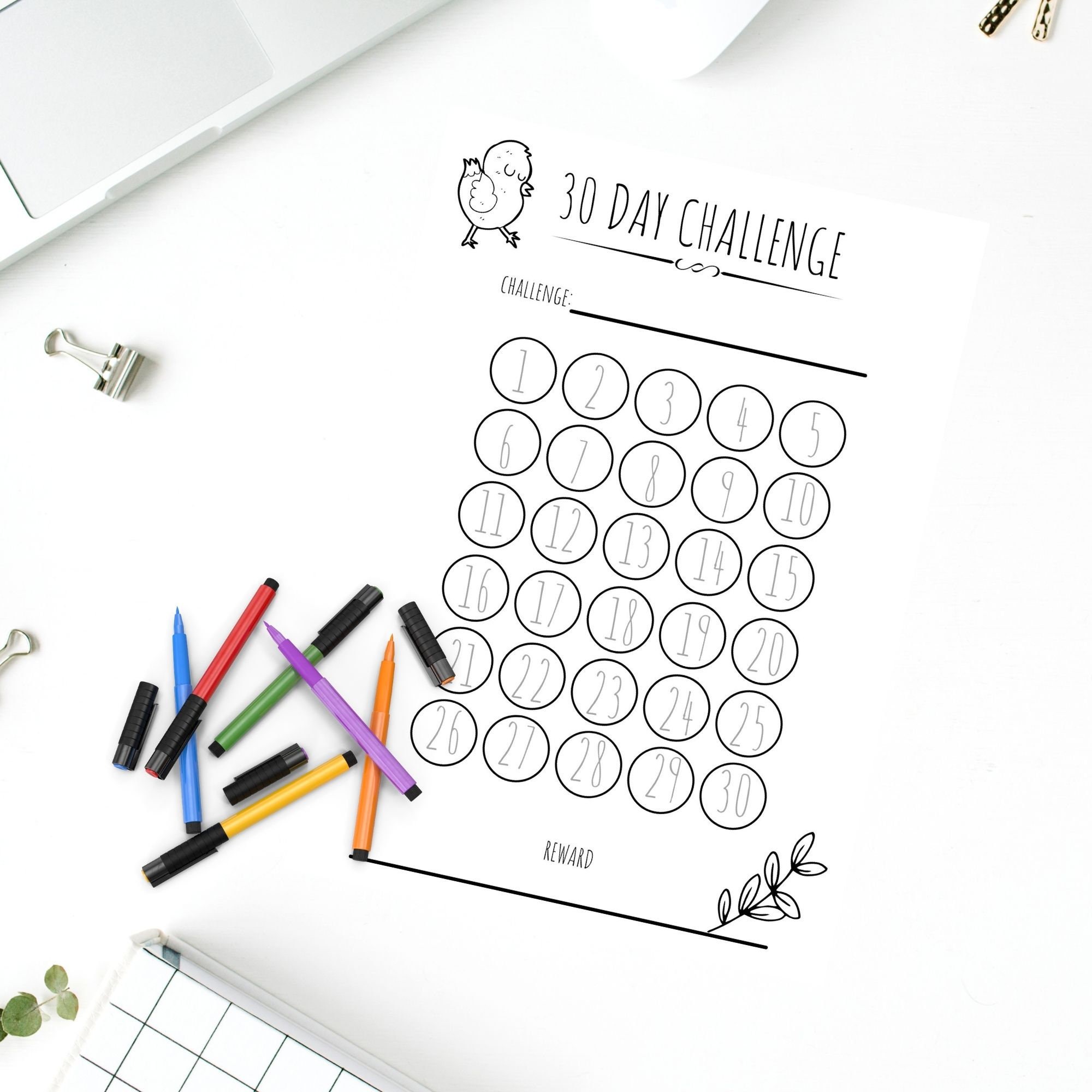 30 Day Challenge 7 Designs Printable Tracker A4 or Letter - Etsy