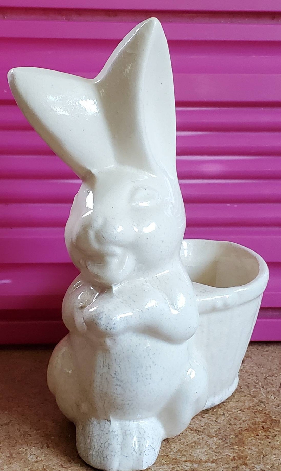 Vintage White Rabbit Planter - Etsy
