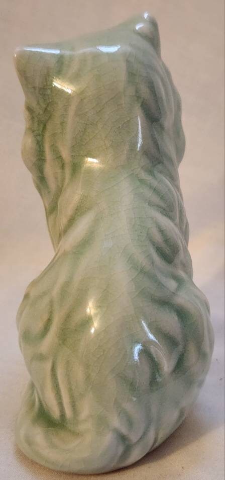 Vintage Stoneware Green Crackle Cat - Etsy