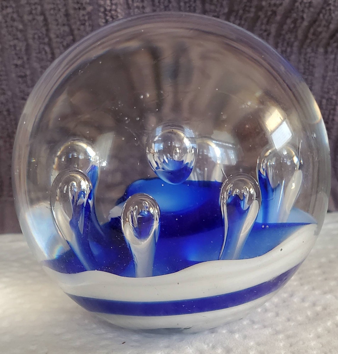 Beautiful Blue, White and Clear Paperweight - Etsy