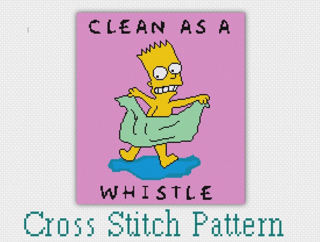 Bart Simpson Clean as a Whistle Cross Stitch Pattern - Etsy