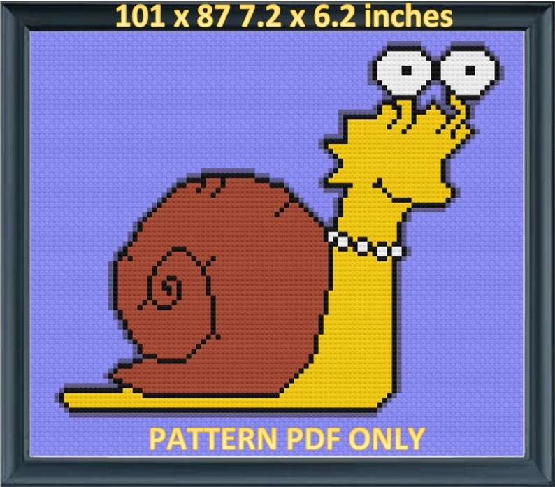 Lisa Simpson is a Snail Cross Stitch Pattern DIY Treehouse of Horror - Etsy