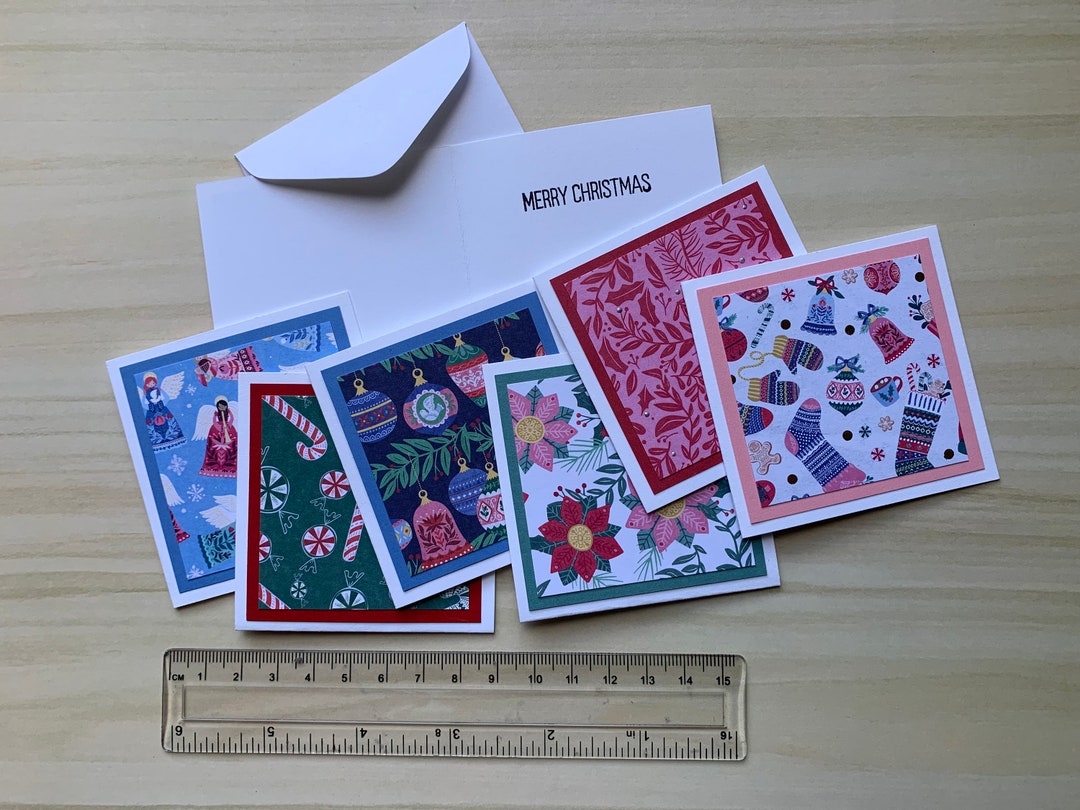 Mini Christmas Card Pack, Small Holiday Greeting Card Set, Gift ...