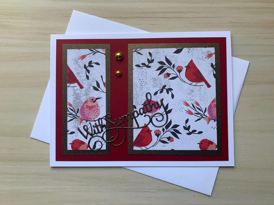 Cardinal Sympathy Card, Bereavement Card With Birds, Condolence Card ...