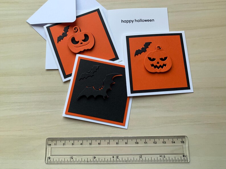 Tiny Halloween Card Set, Happy Halloween Gift Tag, Small Card and ...