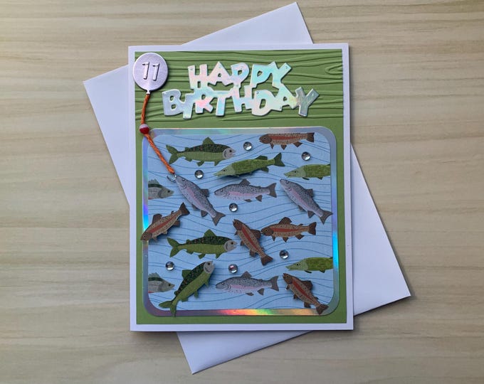 Fishing Birthday Card for Kids, Any Age Birthday Card for Boy, Custom ...