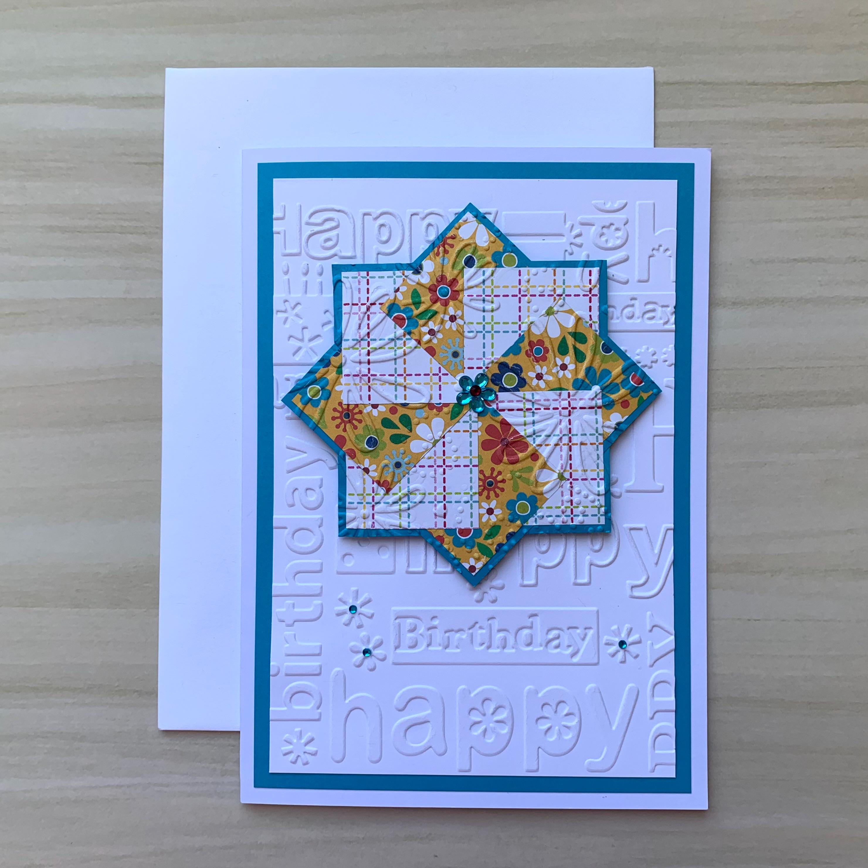 Quilt Birthday Card, Quilting Birthday Card Handmade, Quilt Block Card ...