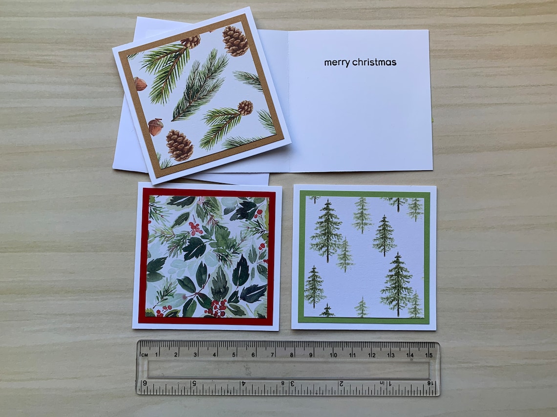 Small Christmas Cards, Mini Holiday Card Set, Nature Card Pack, Tiny ...
