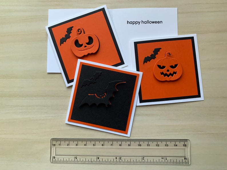 Tiny Halloween Card Set, Happy Halloween Gift Tag, Small Card and ...