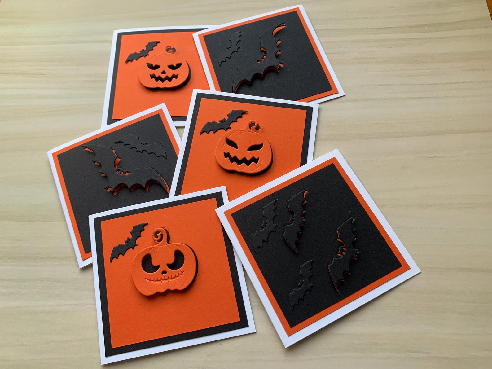 Tiny Halloween Card Set, Happy Halloween Gift Tag, Small Card and ...