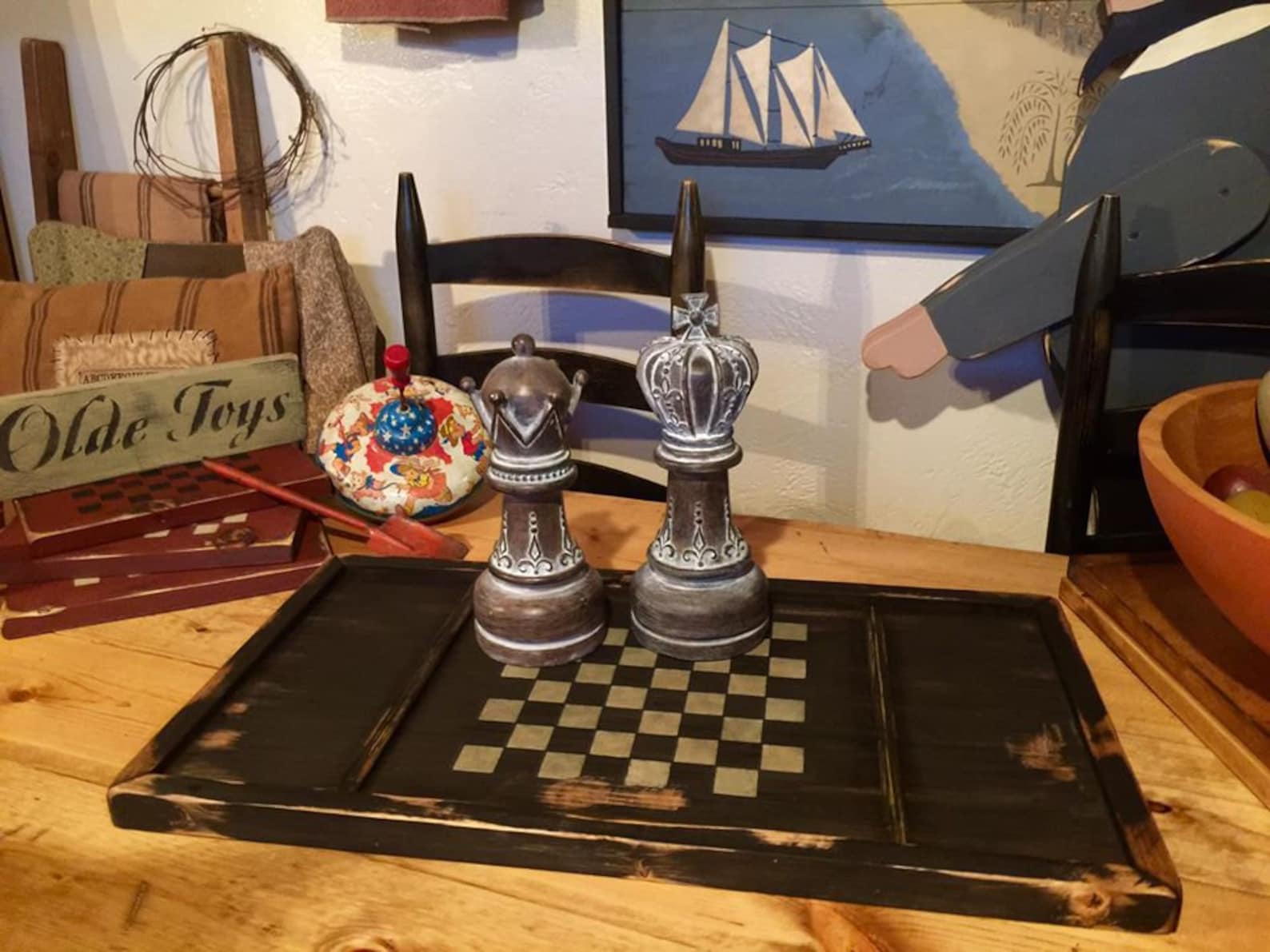 Wooden Checkerboard, Game Board, Rustic, Wooden Frame - Etsy