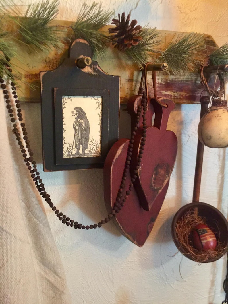 Set of Hanging Hearts, Hearts, Heart Decor, Primitive, Colonial ...