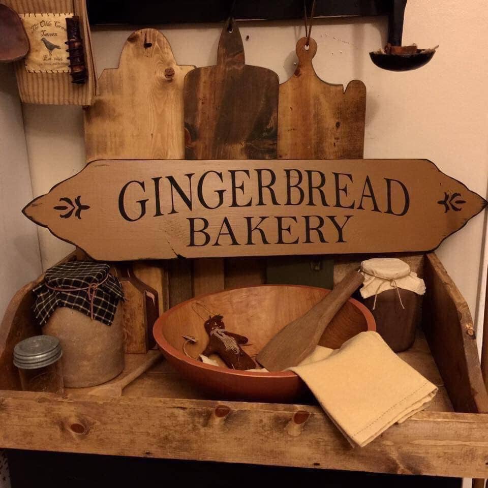 Gingerbread Bakery Sign, Christmas Sign, Primitive Christmas, Farmhouse ...