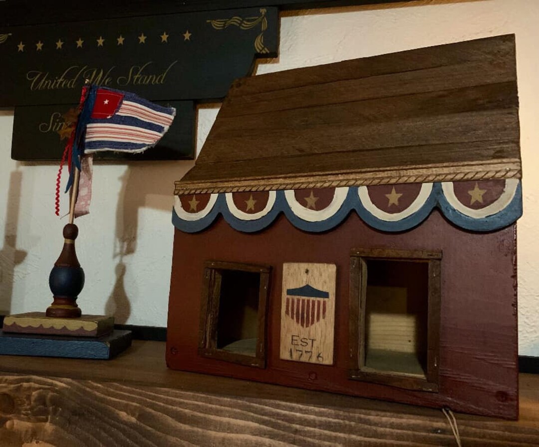 Primitive Americana House, Primitive House, Patriotic Folk Art ...