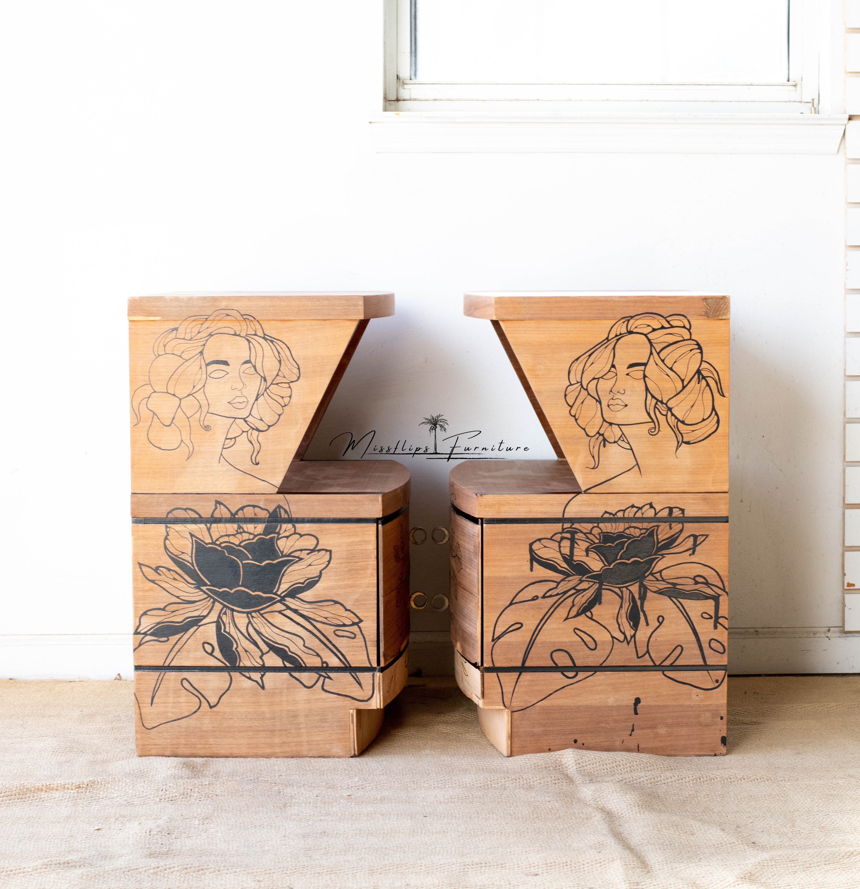 AVAILABLE** Line Art MCM Nightstands (set of 2) - Etsy