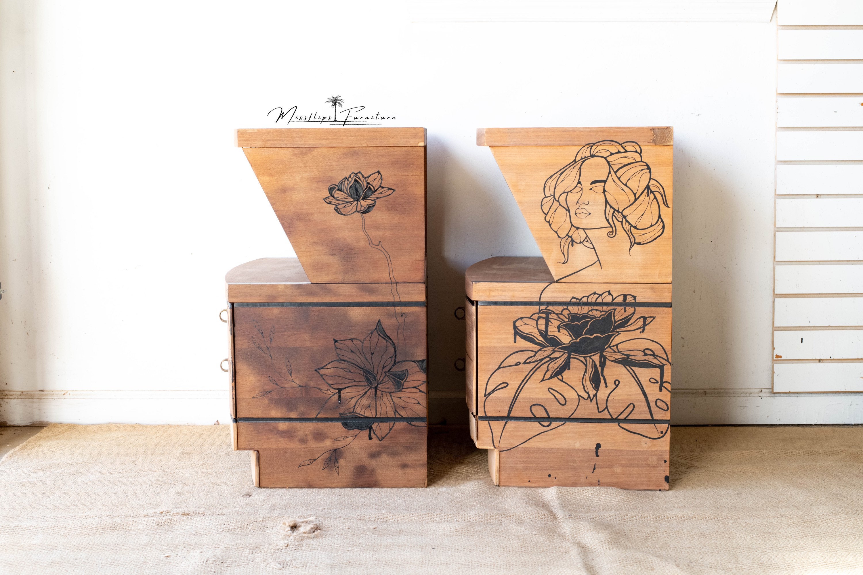 AVAILABLE** Line Art MCM Nightstands (set of 2) - Etsy