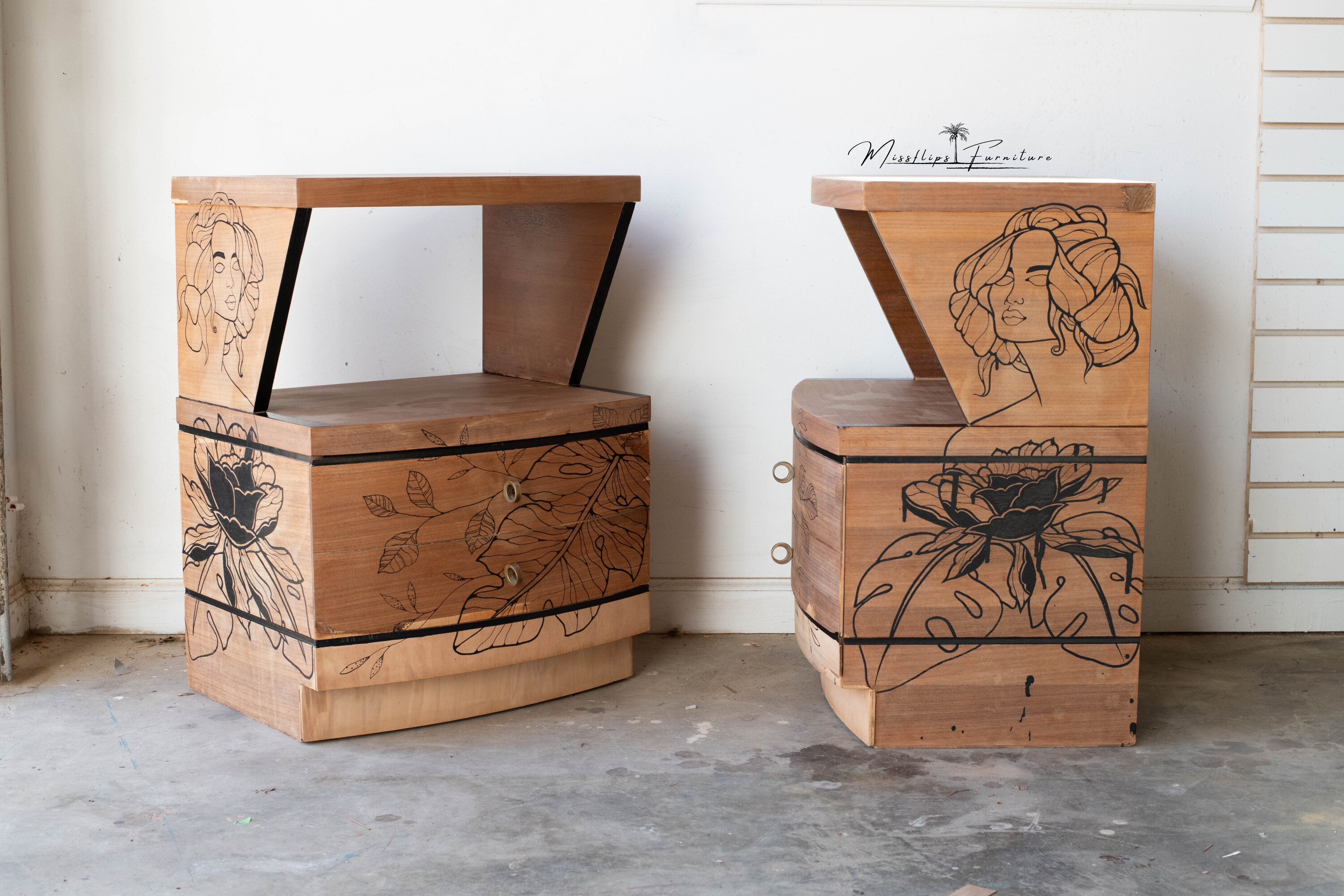 AVAILABLE** Line Art MCM Nightstands (set of 2) - Etsy