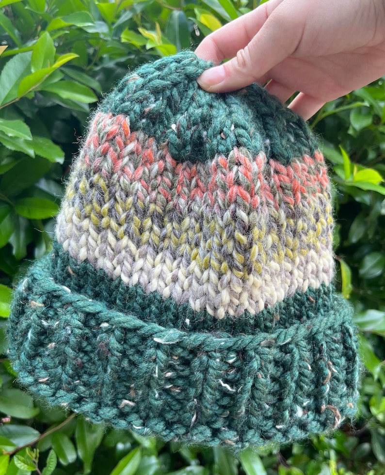 Chunky Multicolored Handmade Beanie Hand Knit Beanie Colorful & Cozy ...