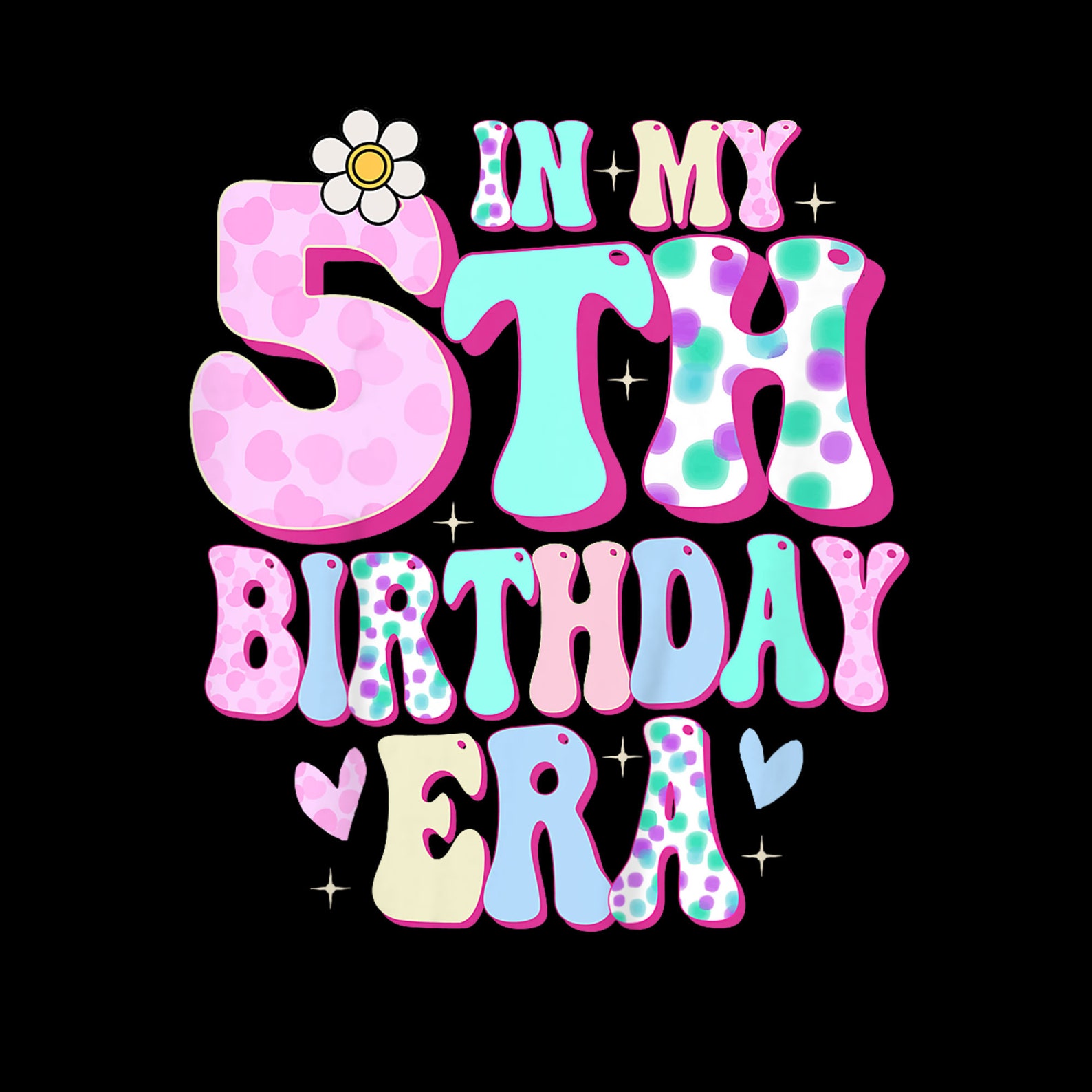 Kids in My 5th Birthday Era Girl Gifts Five Bday 5 Year Old Digital PNG ...