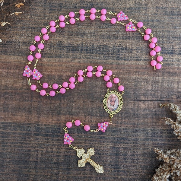 Pink Rosary - Etsy