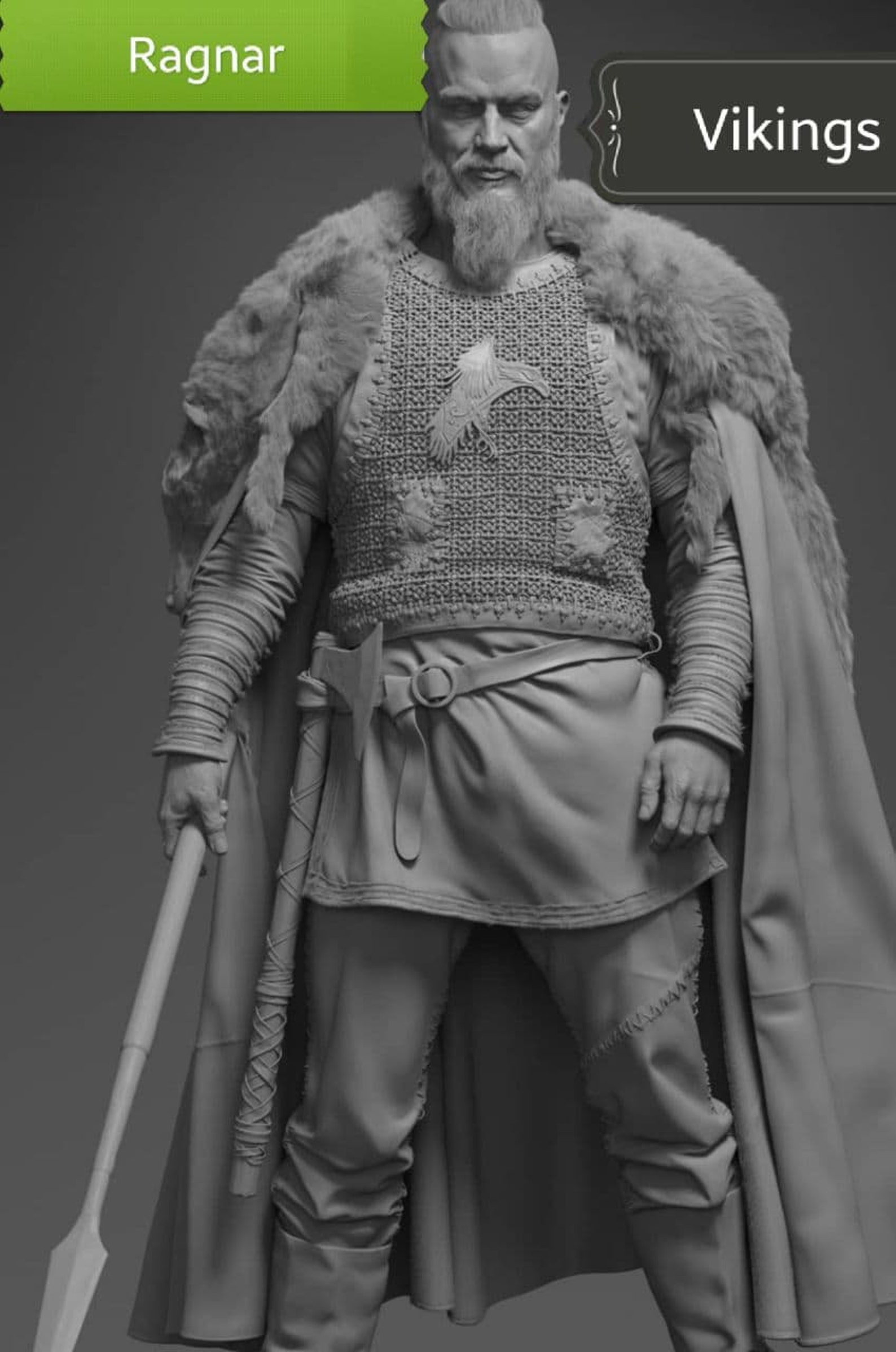 Ragnar viking 3d stl file printing d&d | Etsy